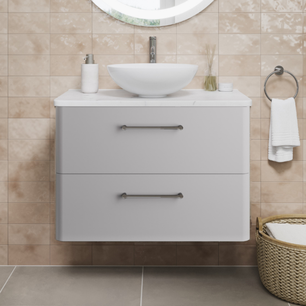 Britton Camberwell White Wall Vanity & Carrara Worktop