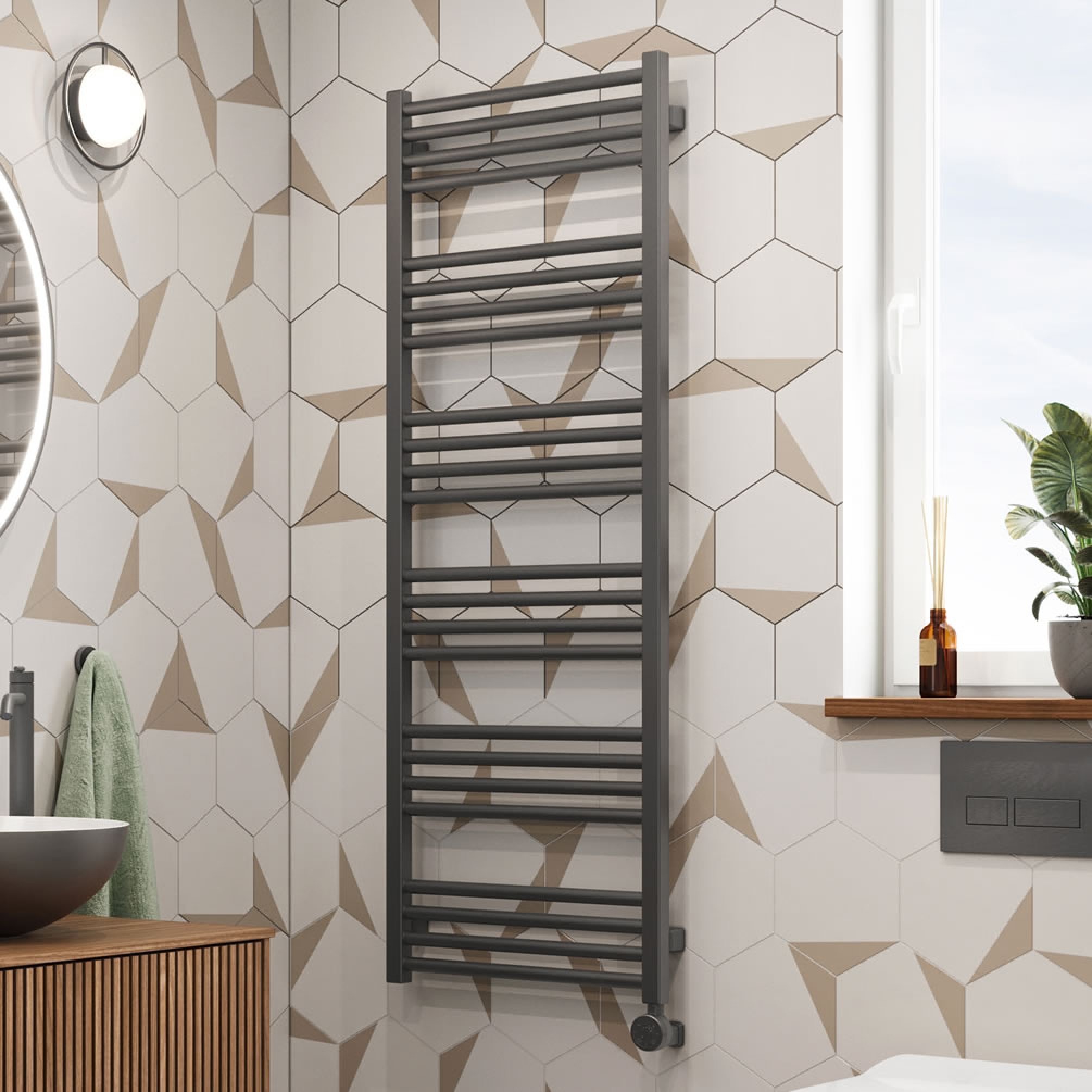 Crosswater MPRO Slate 480x1380 Electric Radiator | Sanctuary Bathrooms