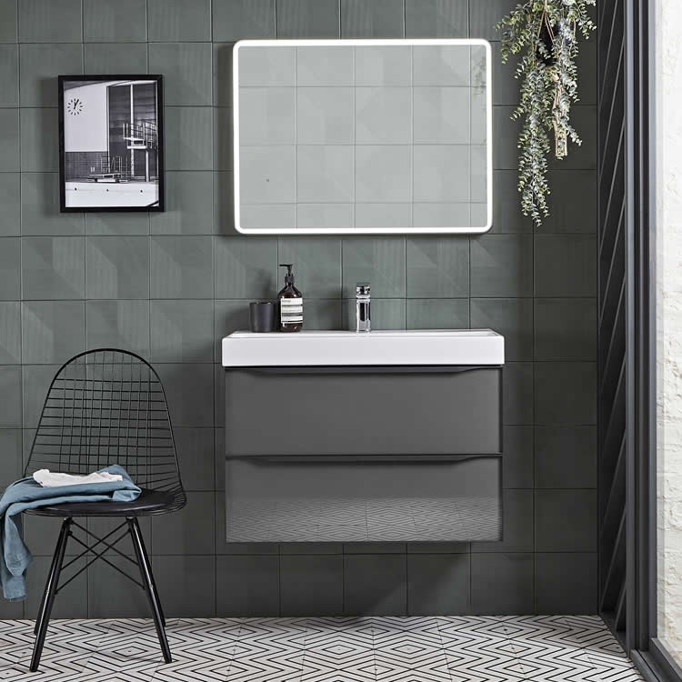 Roper Rhodes Frame 800mm Gloss Dark Clay Wall Mounted Vanity Unit ...