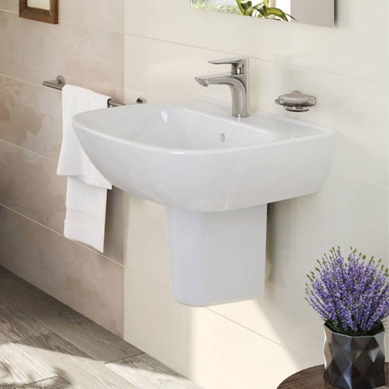VitrA Zentrum 450mm Basin with Semi Pedestal | Sanctuary Bathrooms