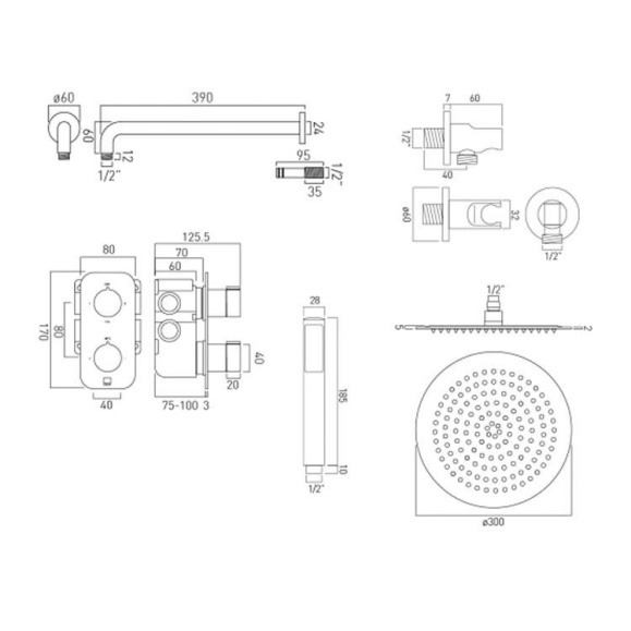 Vado Tablet Altitude Twin Outlet Shower Pack | Sanctuary Bathrooms