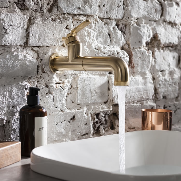 Crosswater Union Brushed Brass Wall Mounted 1 Tap Hole Basin Mixer ...