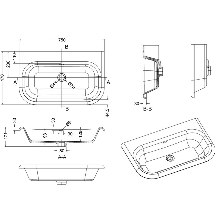 Clearwater Large Traditional Roll Top Basin | Sanctuary Bathrooms
