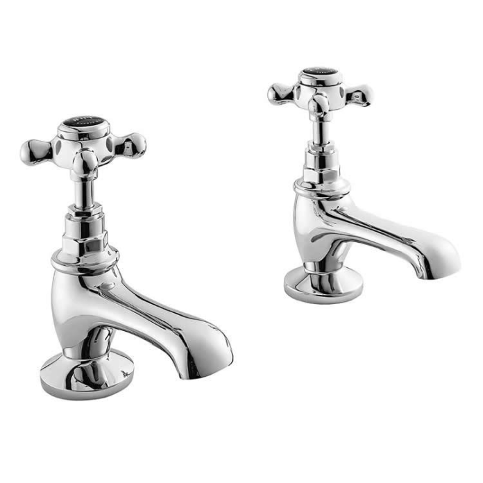 Bayswater Crosshead Black & Chrome Basin Taps | Sanctuary