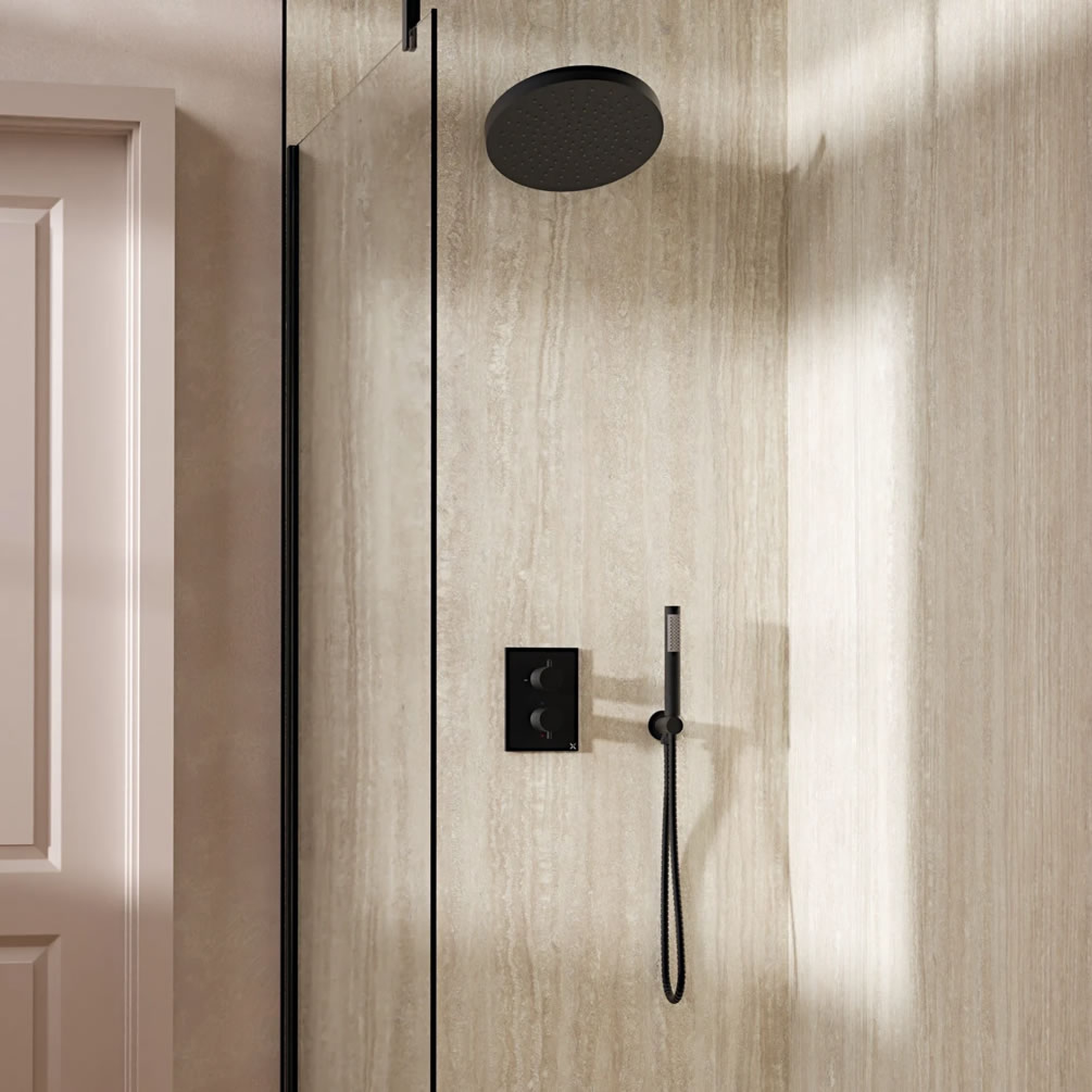 Crosswater Crossbox Black Dual Fixed Shower Set | Sanctuary