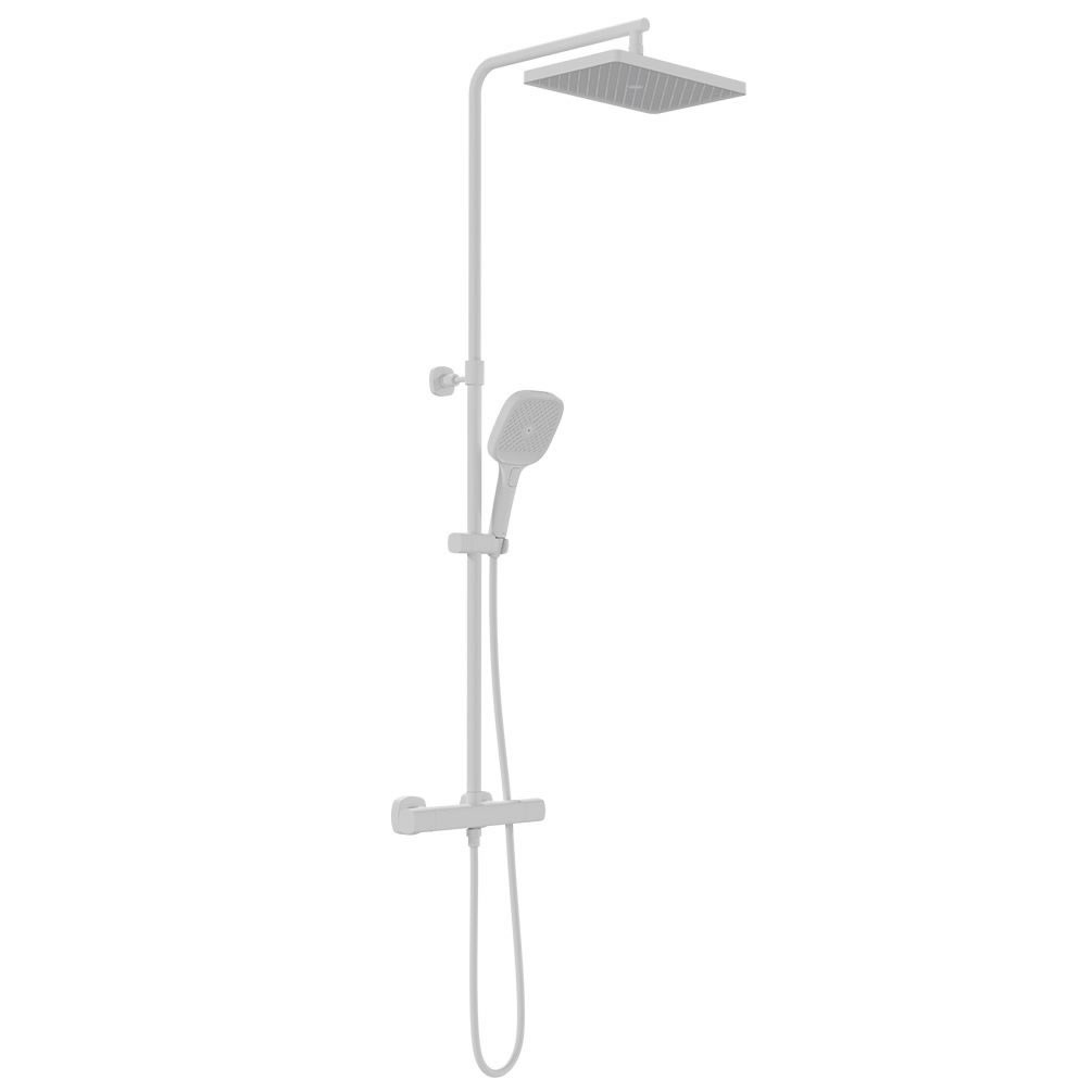 Vado Cameo Matt White Wall Mounted Thermostatic Exposed Shower Bar ...