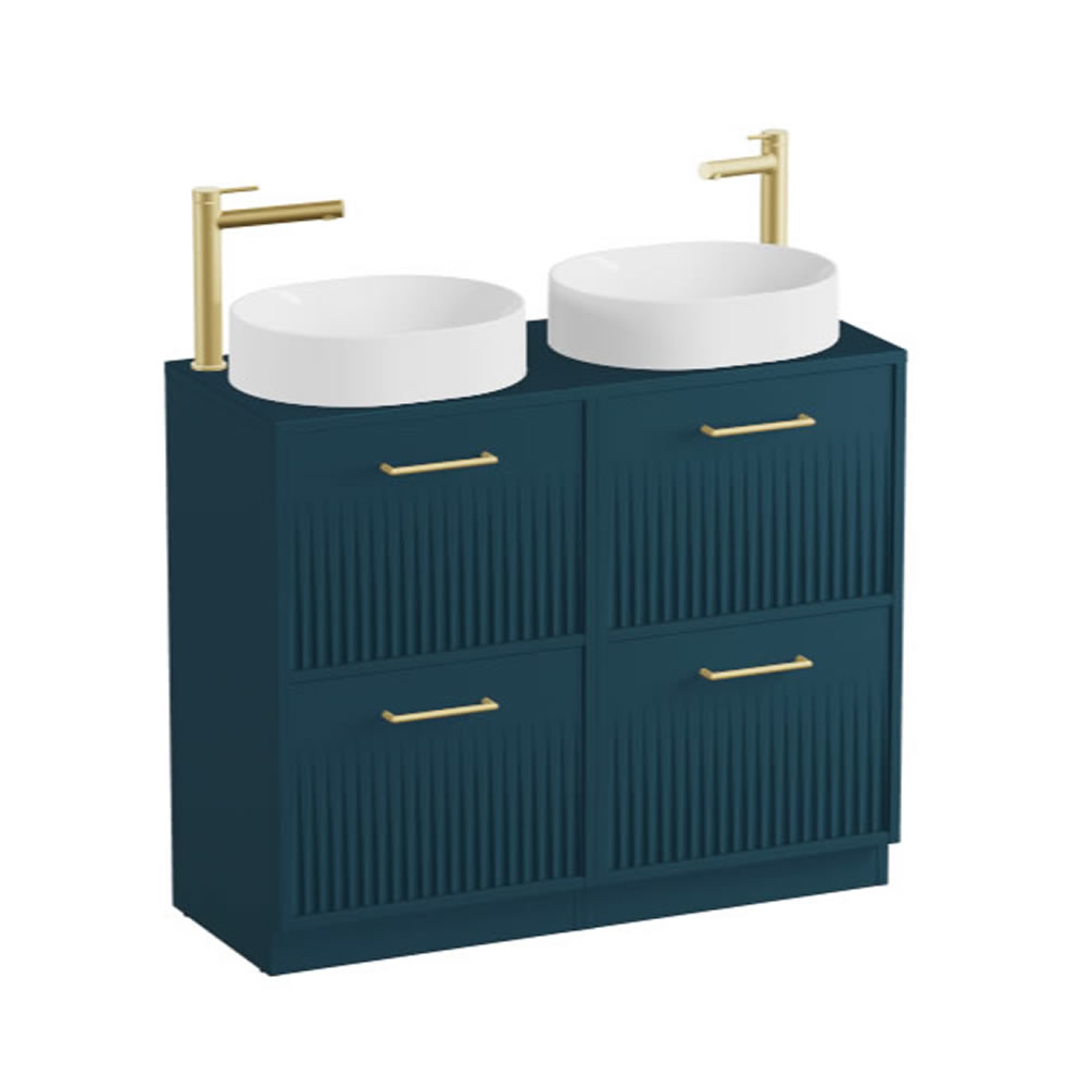 Vado Safari Fluted 1000mm Atlantic Blue Floorstanding Vanity Unit & Worktop