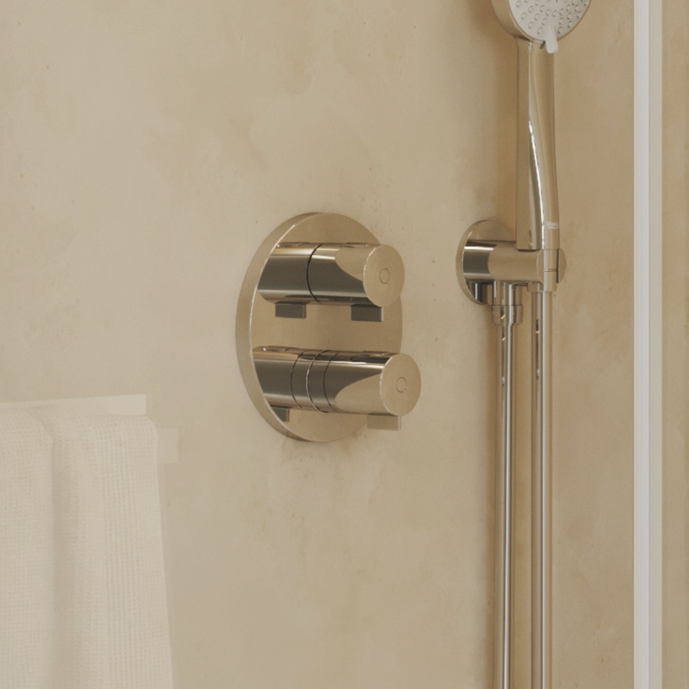 Roca T-500 Chrome Round 2 Outlet Thermostatic Shower Valve