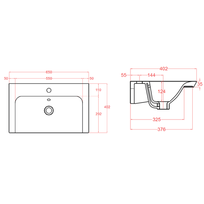 Crosswater Arena White Gloss 600mm Console Unit & Basin