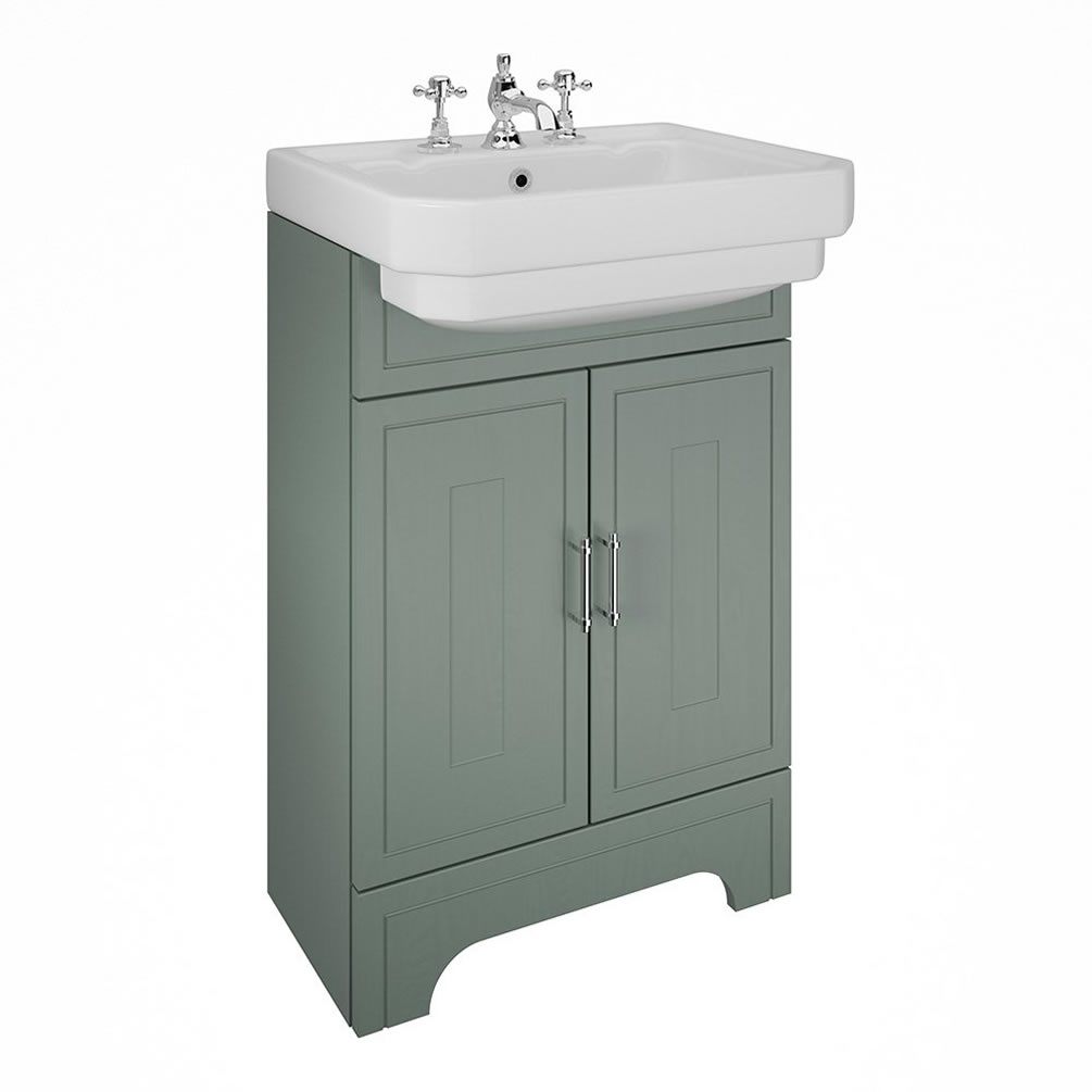 Imperial Lichfield Sage Thistle Grained 550mm Floorstanding Vanity Unit ...