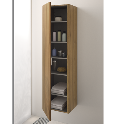 VitrA Designer Nest Waved Natural Wood Tall Unit | Sanctuary Bathrooms