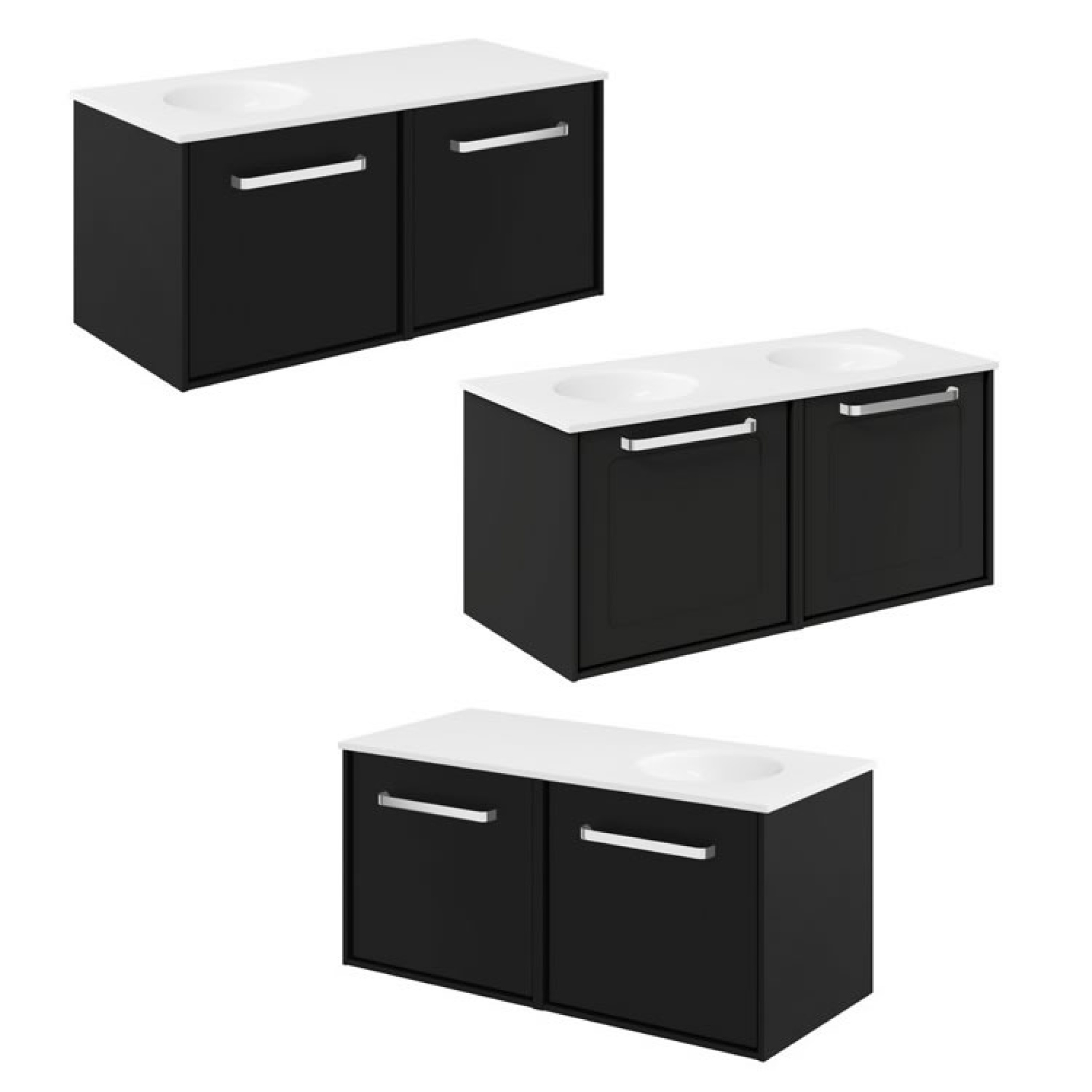 Crosswater Infinity 1000 Matt Black Wall Vanity Unit & Basin ...