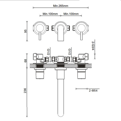 Crosswater Fusion Wall Mounted Bath Filler | Sanctuary Bathrooms