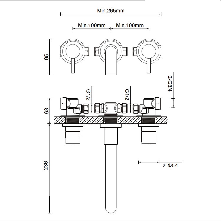 Crosswater Fusion Wall Mounted Bath Filler | Sanctuary Bathrooms