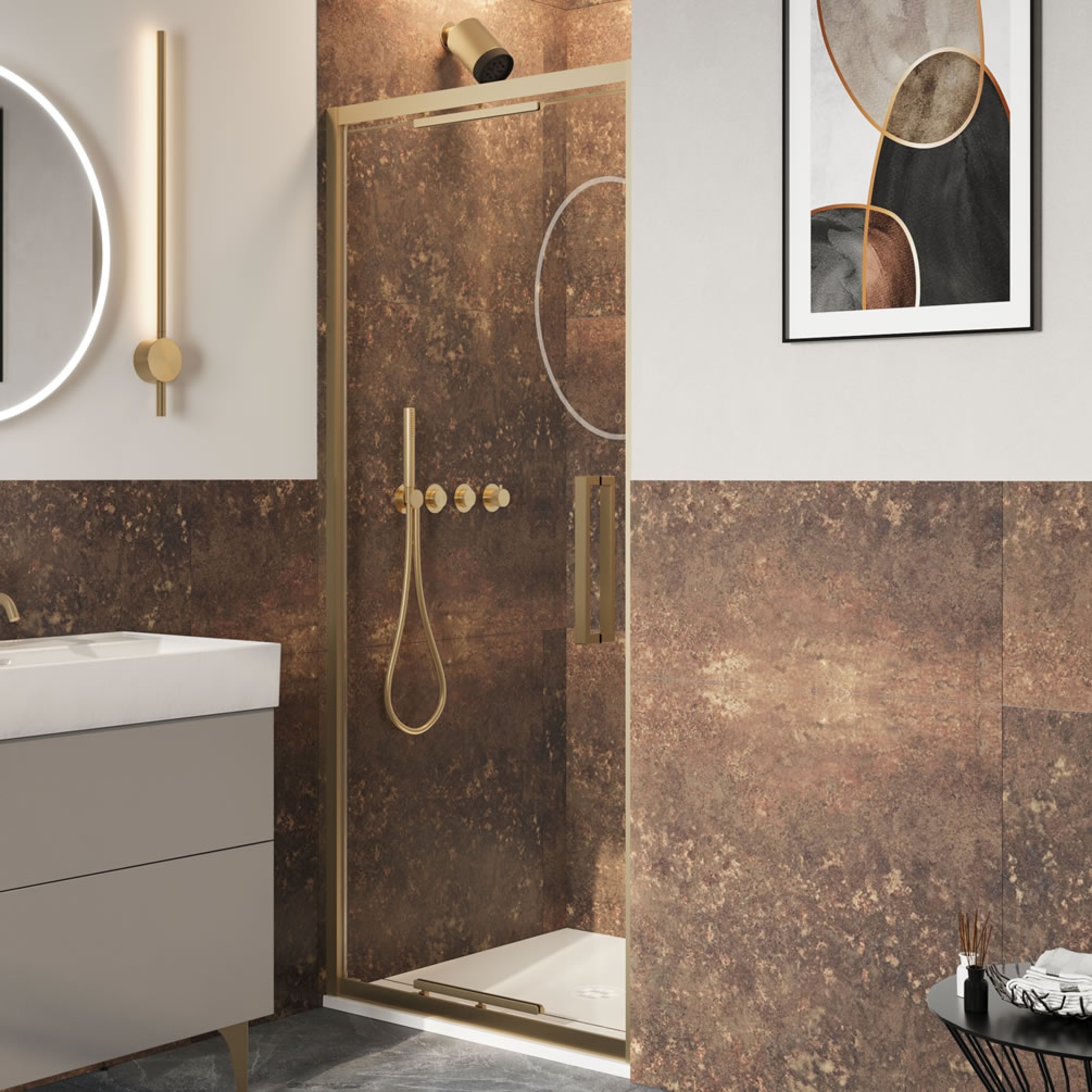 Crosswater Asura 8 Brass 1000 Infold Shower Door | Sanctuary