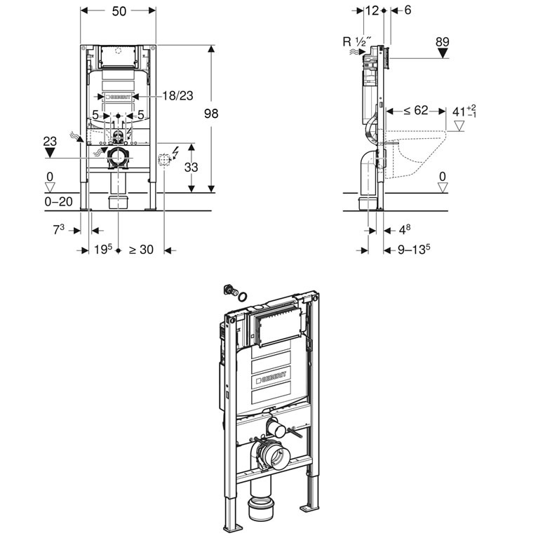 Geberit Duofix 980mm Wall-Hung WC Cistern & Frame | Sanctuary Bathrooms