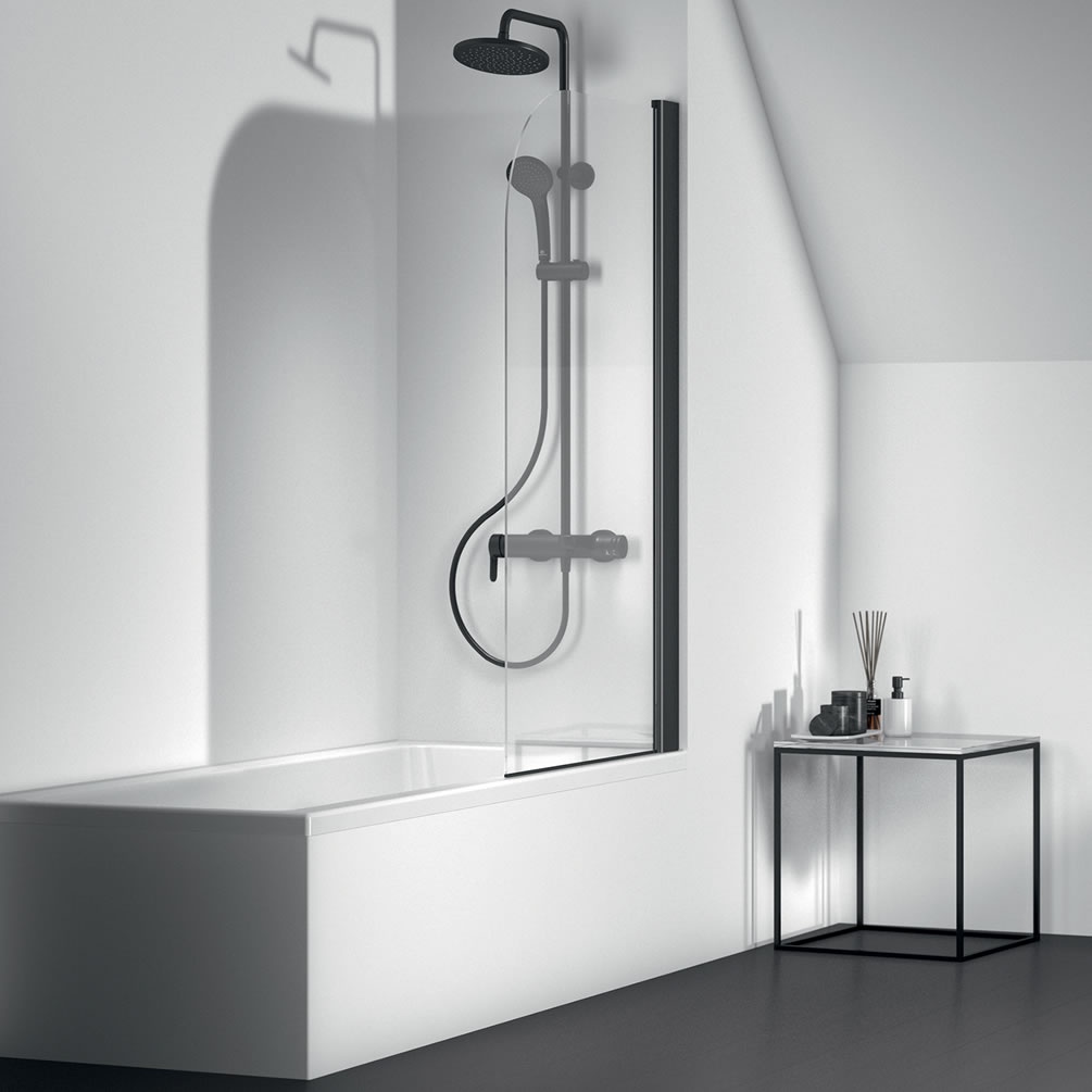 Ideal Standard Connect 2 Black Radius Bath Screen | Sanctuary Bathrooms
