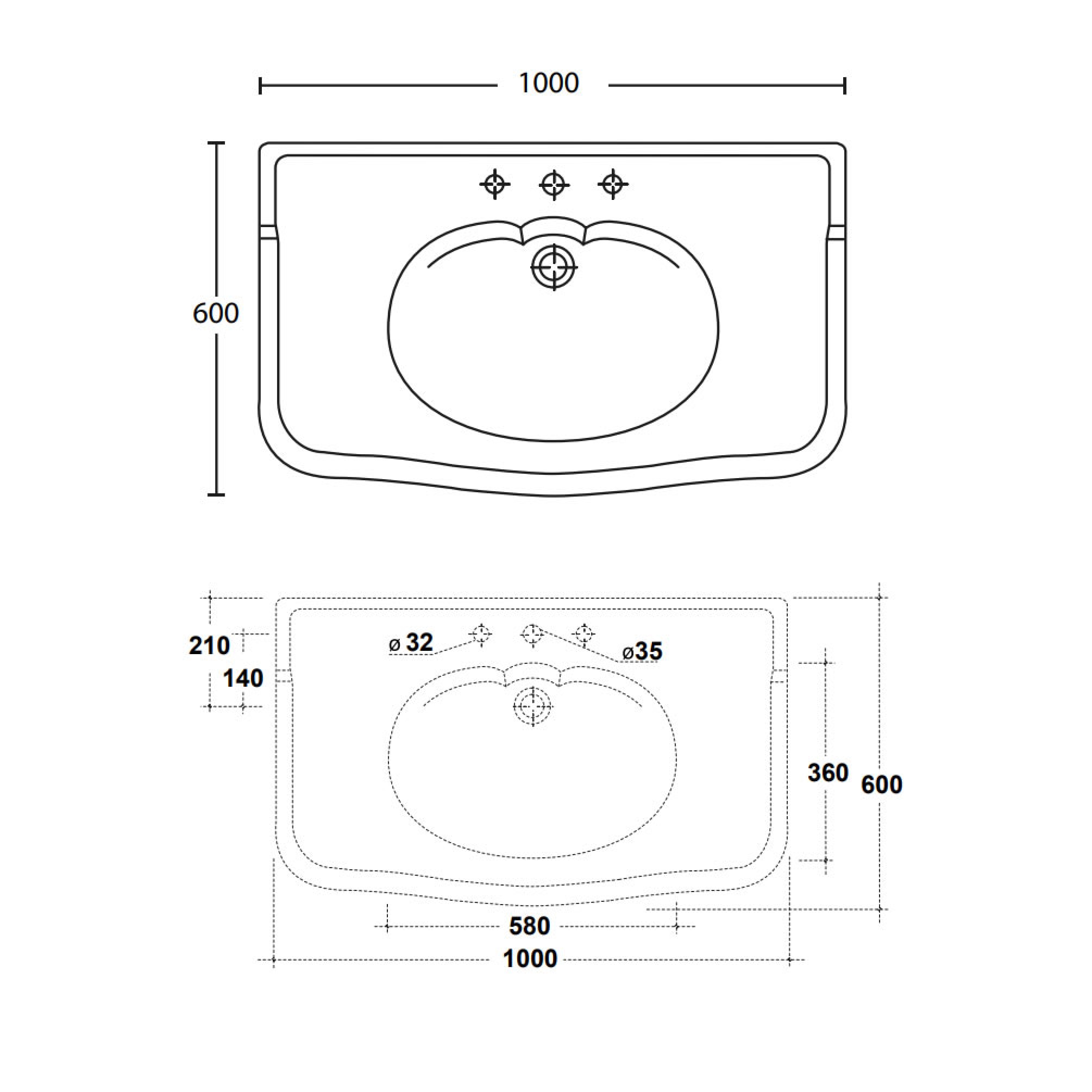 Imperial Regent 1000mm Console Basin With Legs | Sanctuary Bathrooms