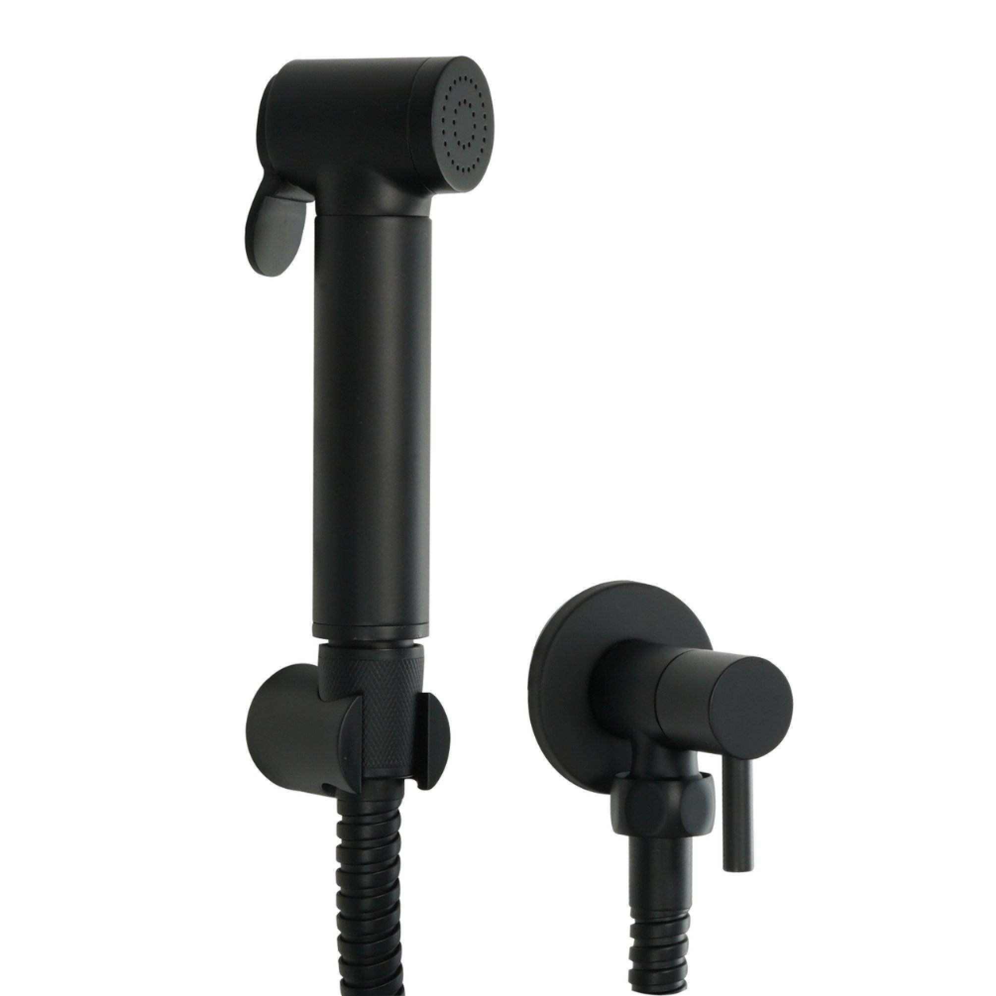 JTP Vos Matt Black Angle Valve Douche Set | Sanctuary Bathrooms
