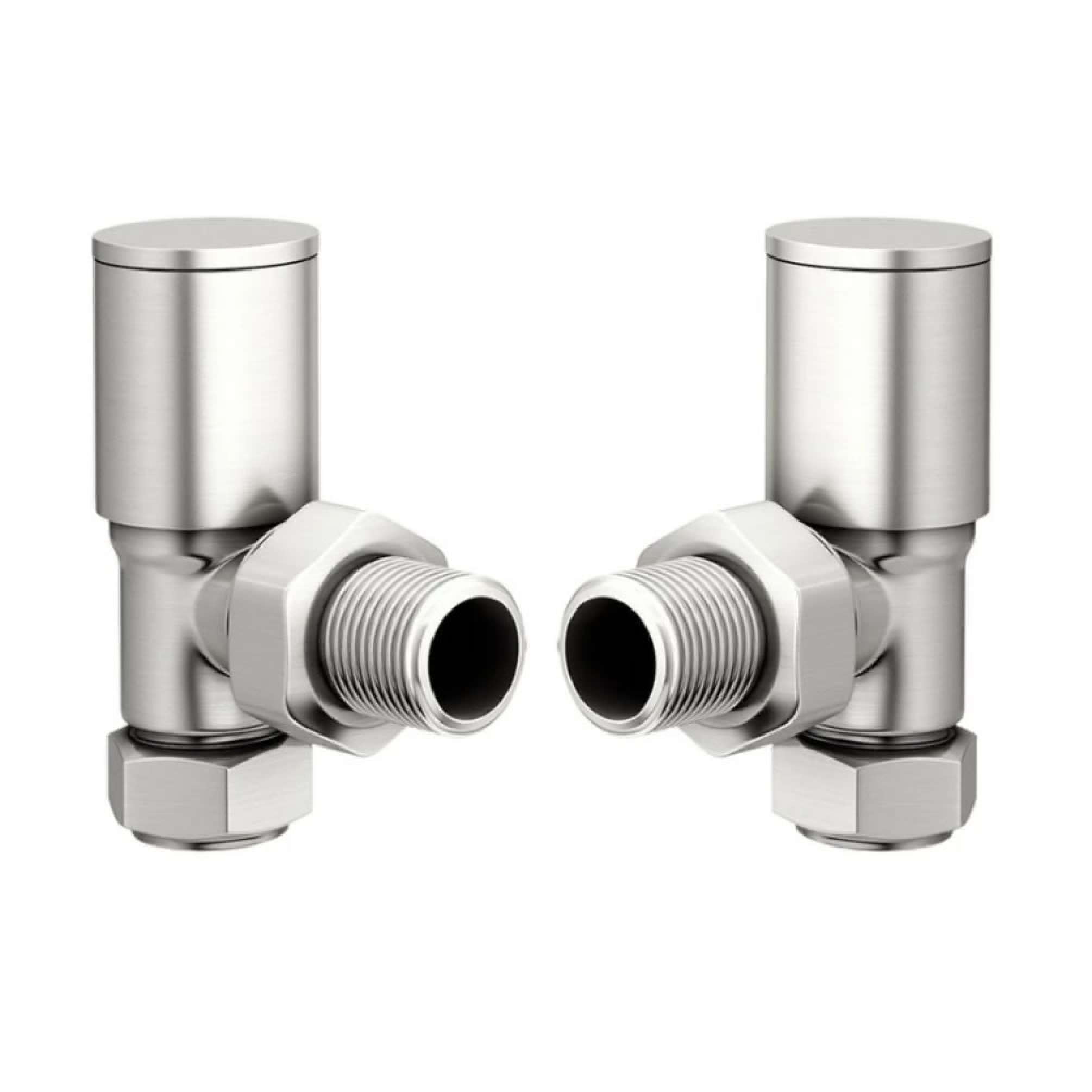 Velaro Nickel Angled Round Radiator Valves | Sanctuary