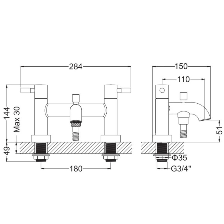 Crosswater Fusion Bath Shower Mixer with Handset | Sanctuary Bathrooms