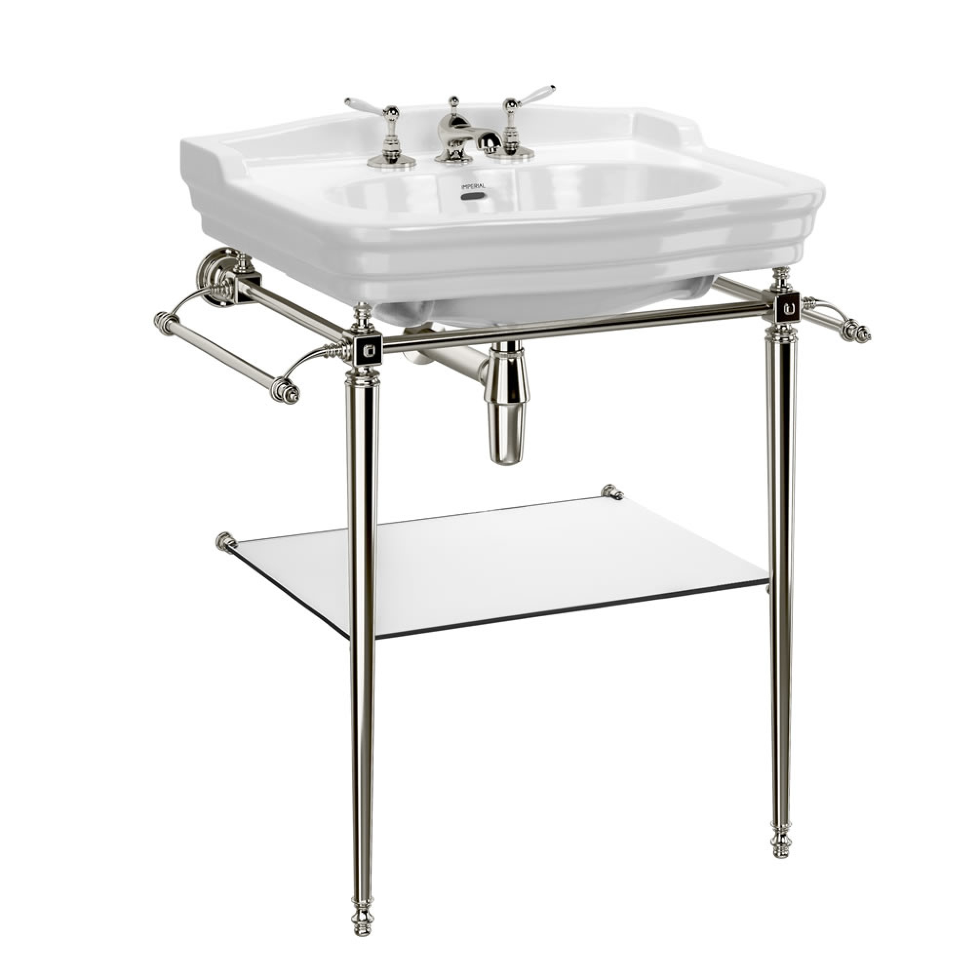 Imperial Regent 700mm Basin With Hampton Polished Nickel Wash Stand ...