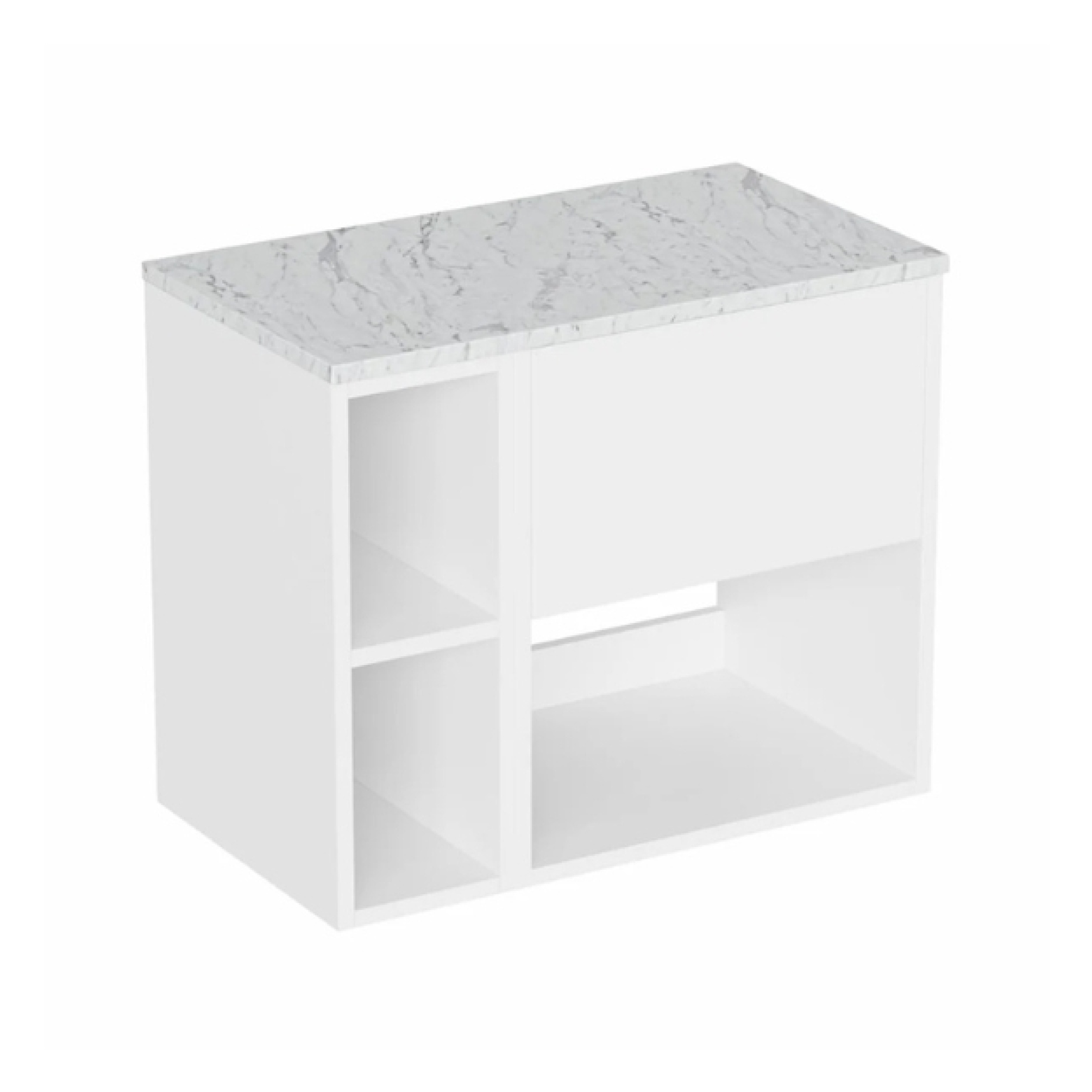 Britton Glossy White 700mm Vanity Unit, Worktop & Shelf Unit