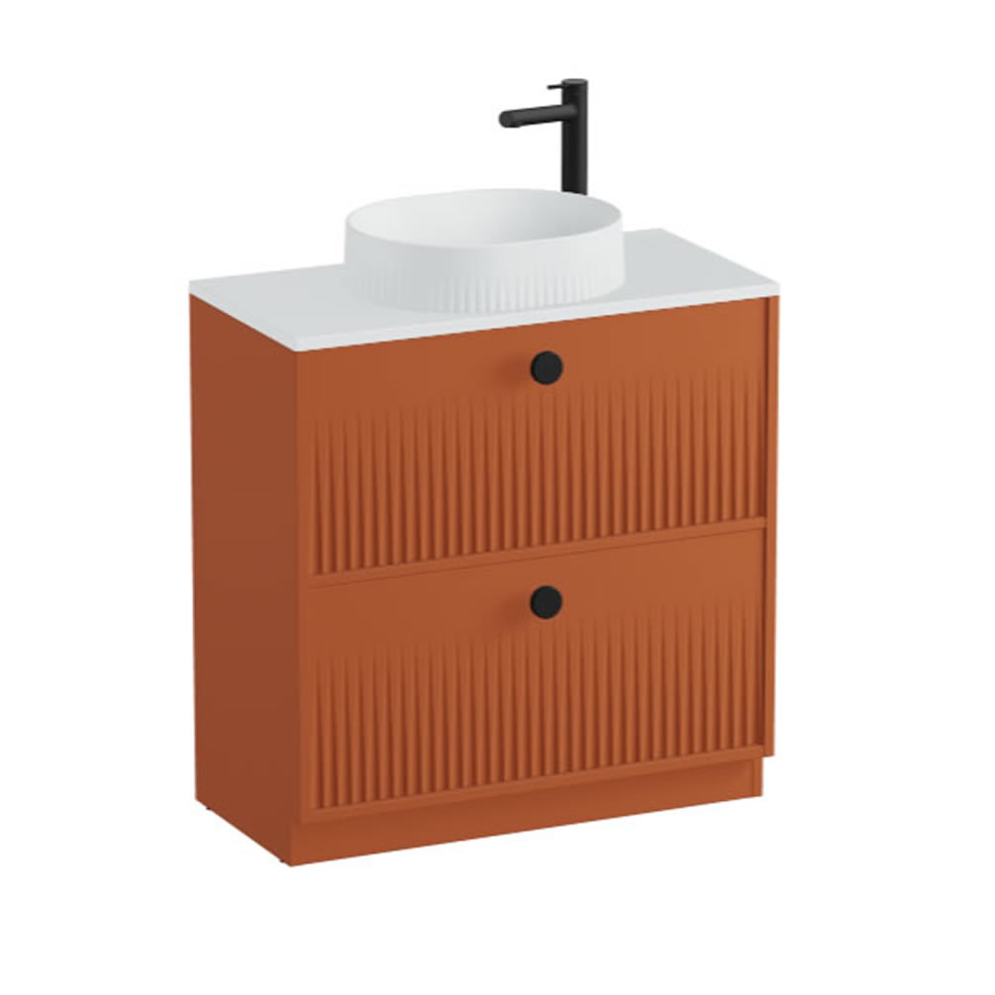 Vado Safari Fluted 800mm Terracotta Floorstanding Vanity Unit & Worktop
