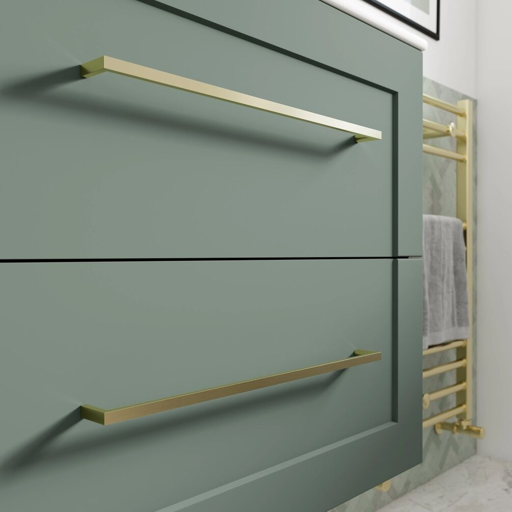Apex Pair of Brushed Brass 330mm Slim D-Shaped Handles