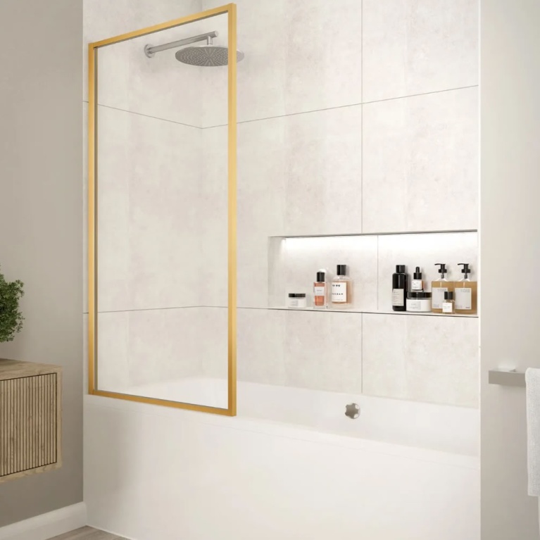 Merlyn MB14 Bronze Framed Fixed Bath Screen | Sanctuary Bathrooms