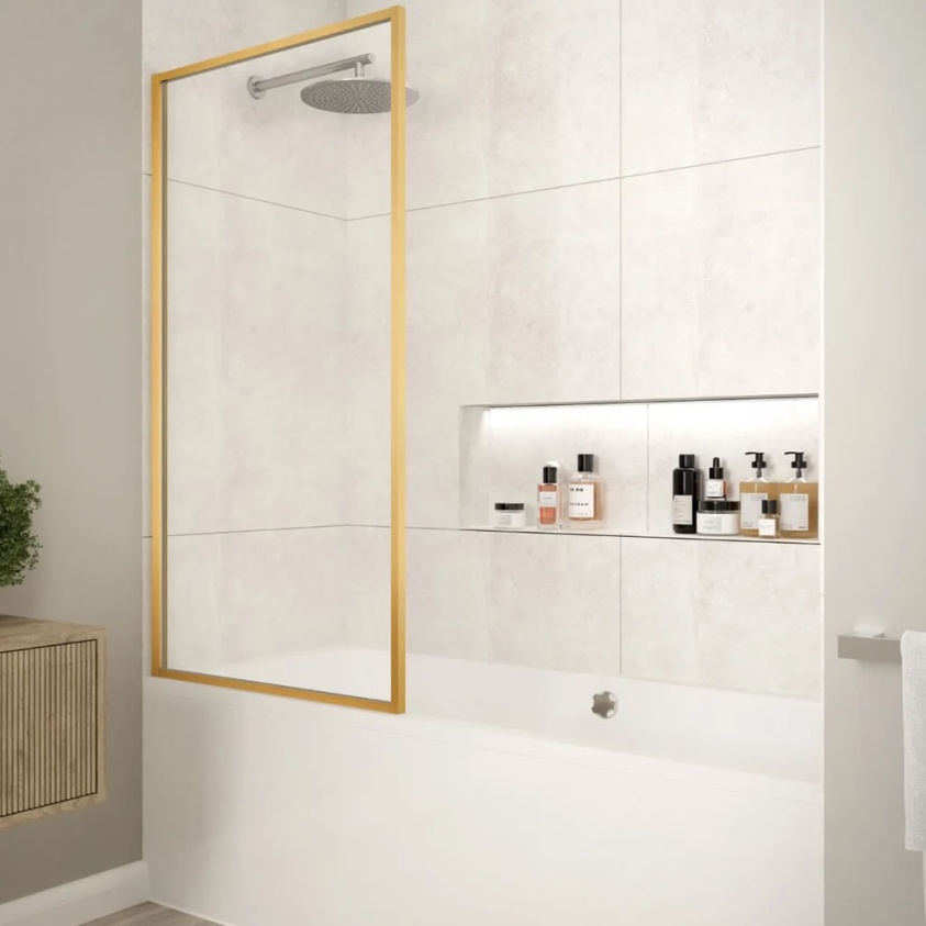 Merlyn MB14 Bronze Framed Fixed Bath Screen | Sanctuary Bathrooms