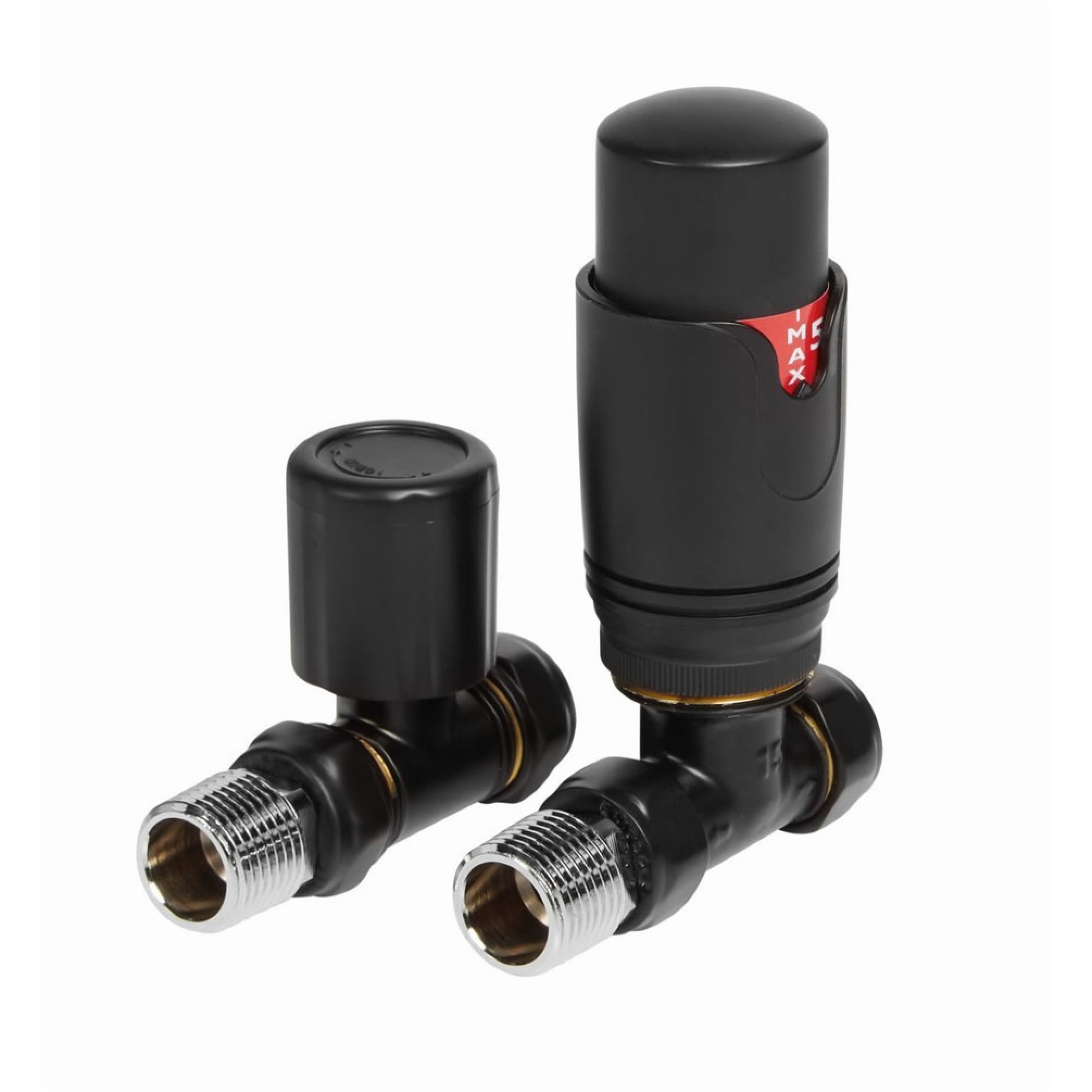 Velaro Black Straight Thermostatic Rad Valves | Sanctuary