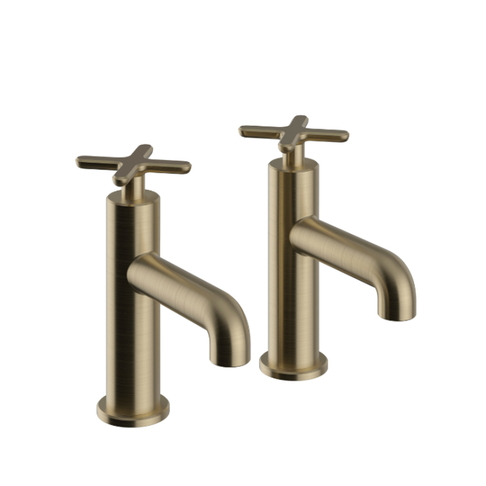 Heritage Salcombe Brushed Brass Basin Pillar Taps