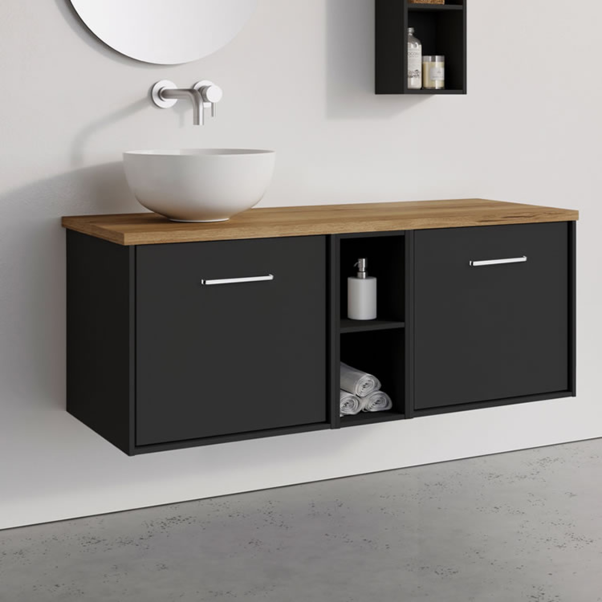 Crosswater Infinity 1200mm Matt Black Vanity Unit | Sanctuary Bathrooms