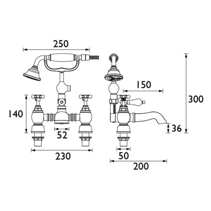 Heritage Trinity Bath Shower Mixer - TTRCC02 | Sanctuary Bathrooms