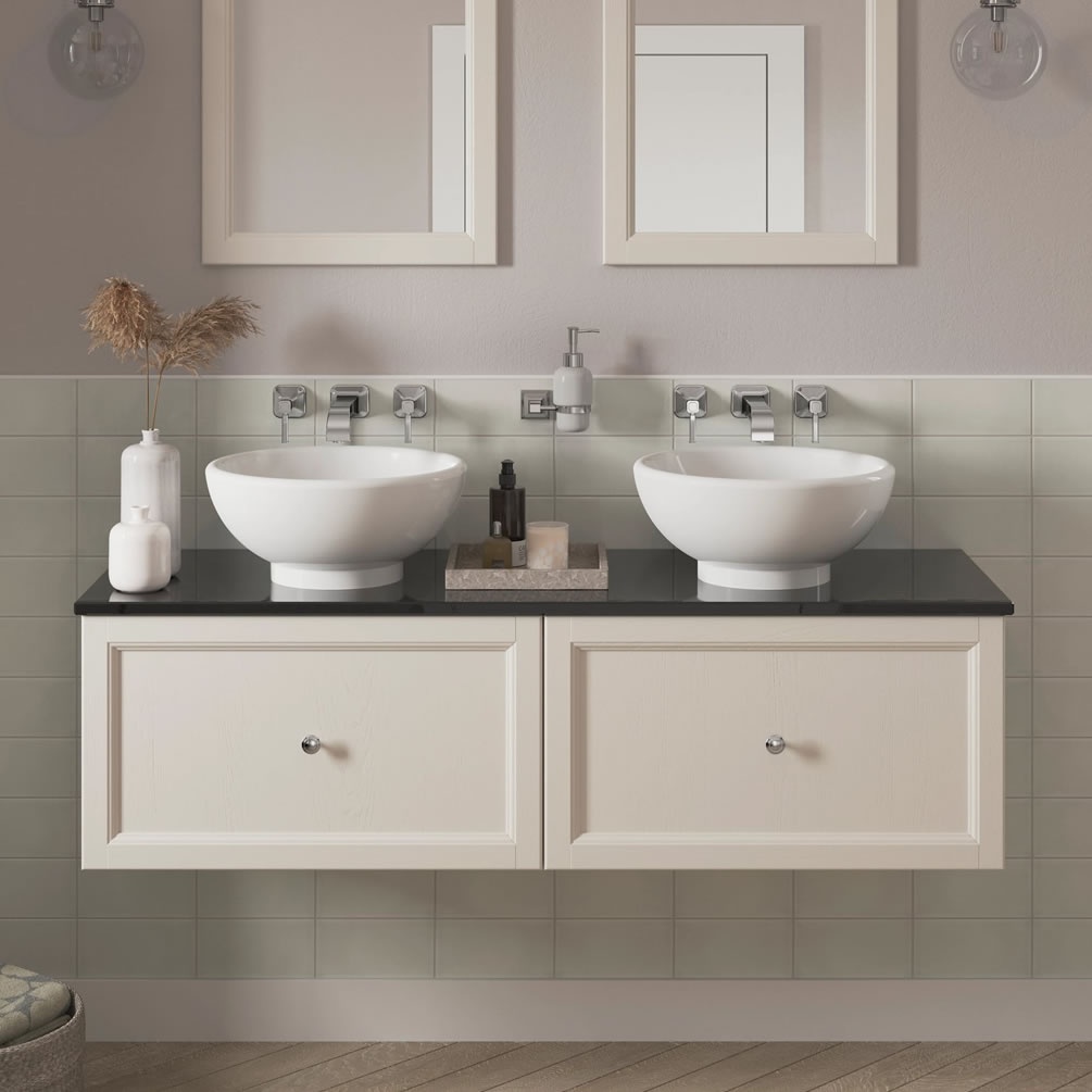 Heritage Caversham 1400mm Chantilly Wall Hung Vanity Unit & Worktop