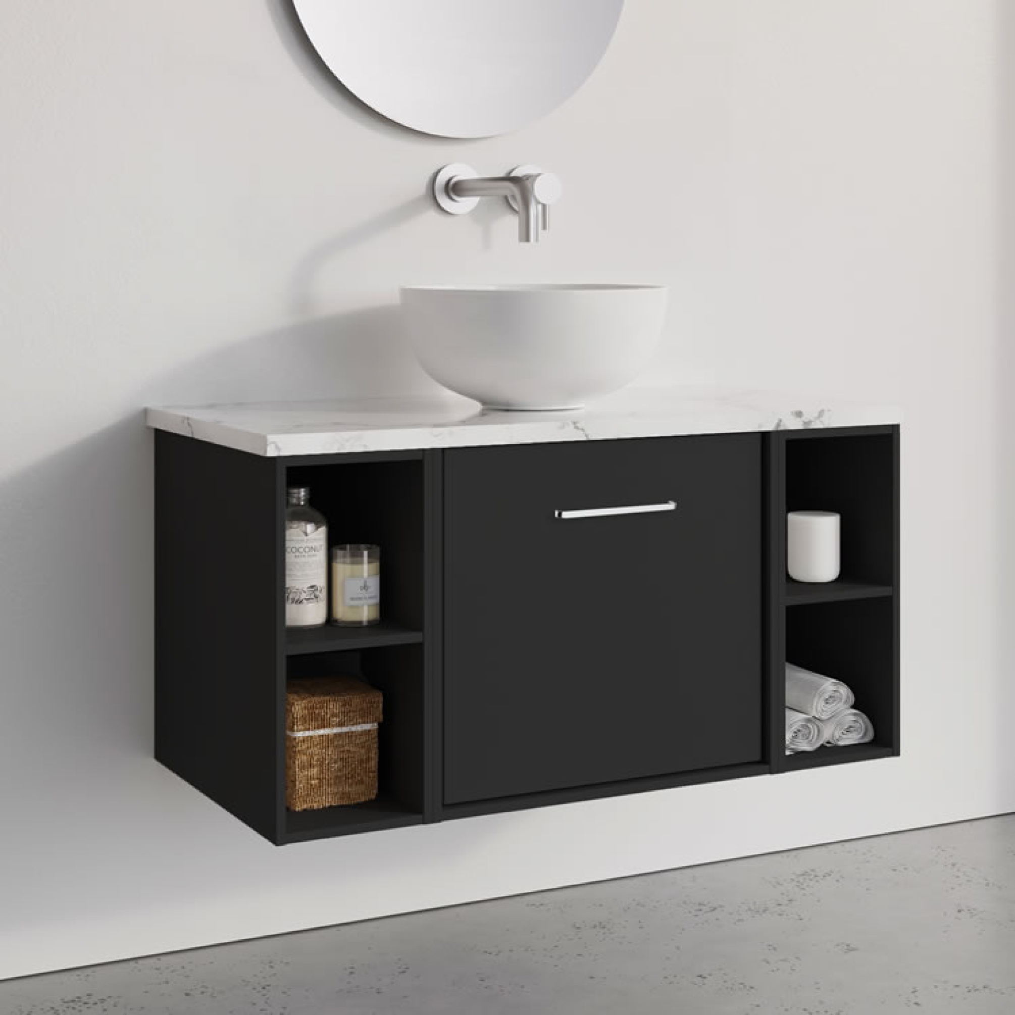 Crosswater Infinity 900mm Matt Black Vanity Unit | Sanctuary Bathrooms