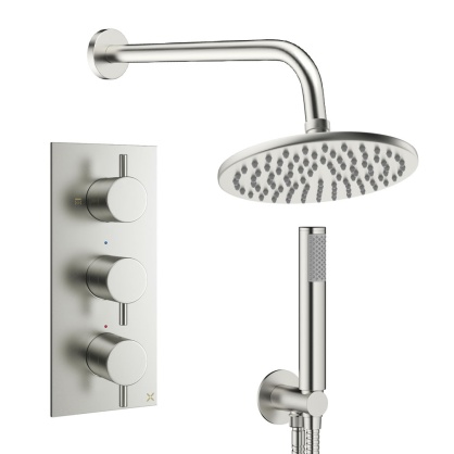 Crosswater Design Nickel 3 Handle Rainfall Shower | Sanctuary
