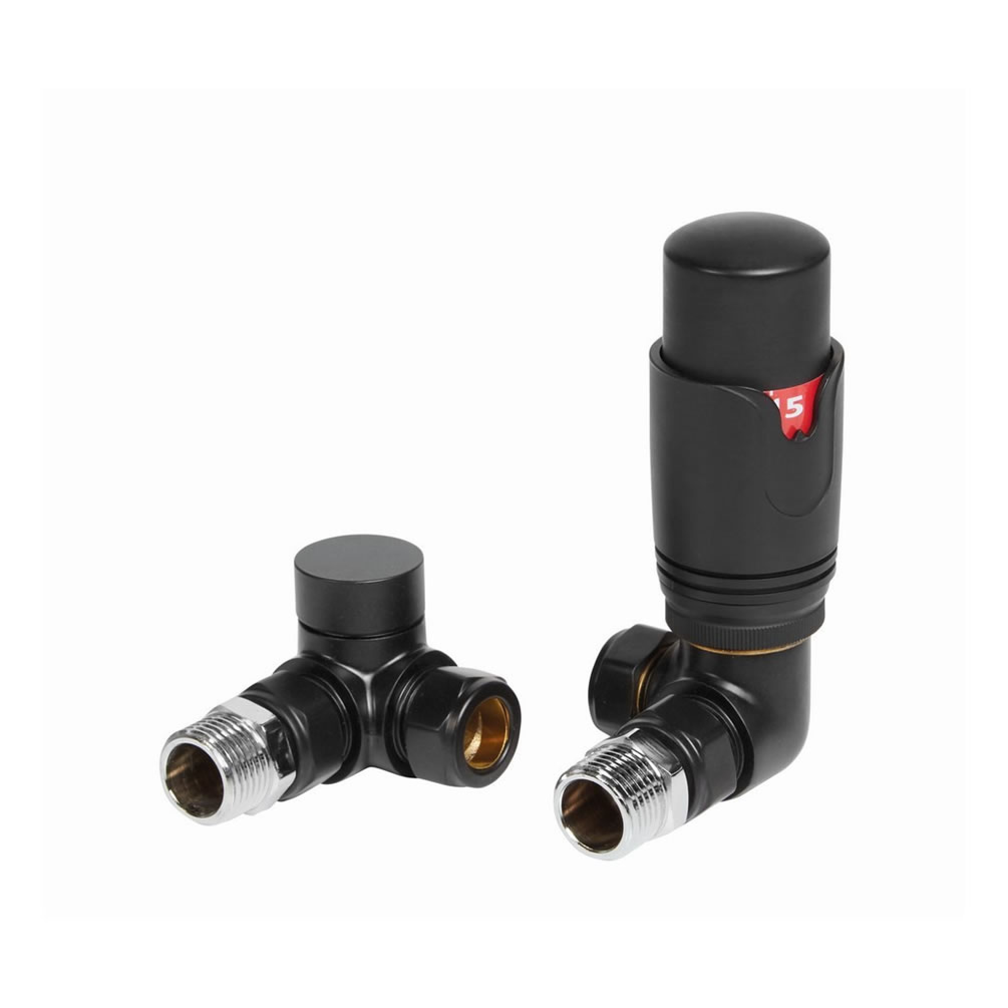 Velaro Black Corner Thermostatic Rad Valves | Sanctuary