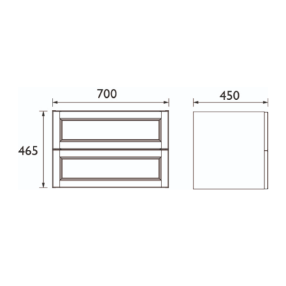 Heritage Caversham 700mm Blue Wall Hung 2 Drawer Unit