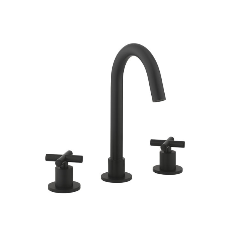 MPRO Matt Black 3TH Cross Basin Mixer | Sanctuary Bathrooms