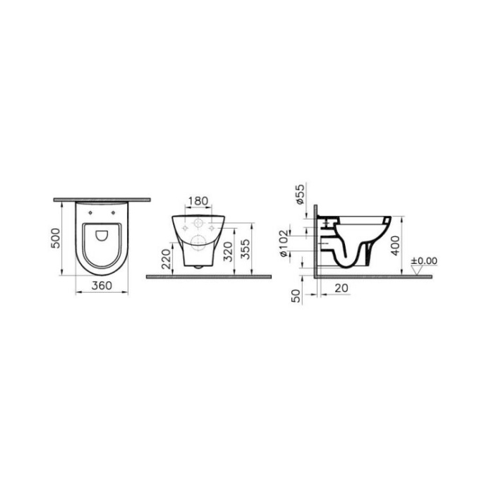 VitrA Zentrum Wall Hung WC & Standard Seat | Sanctuary Bathrooms