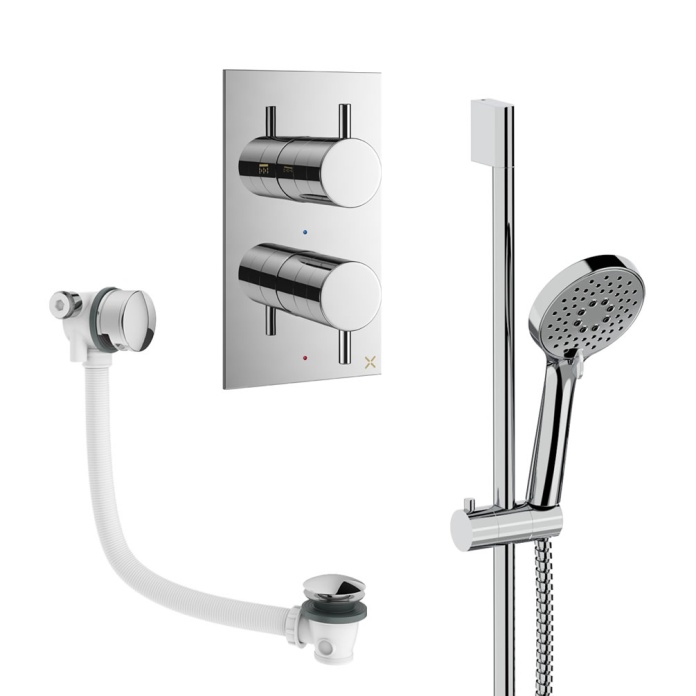 Crosswater Design Chrome 2-Way Shower Bath Set | Sanctuary