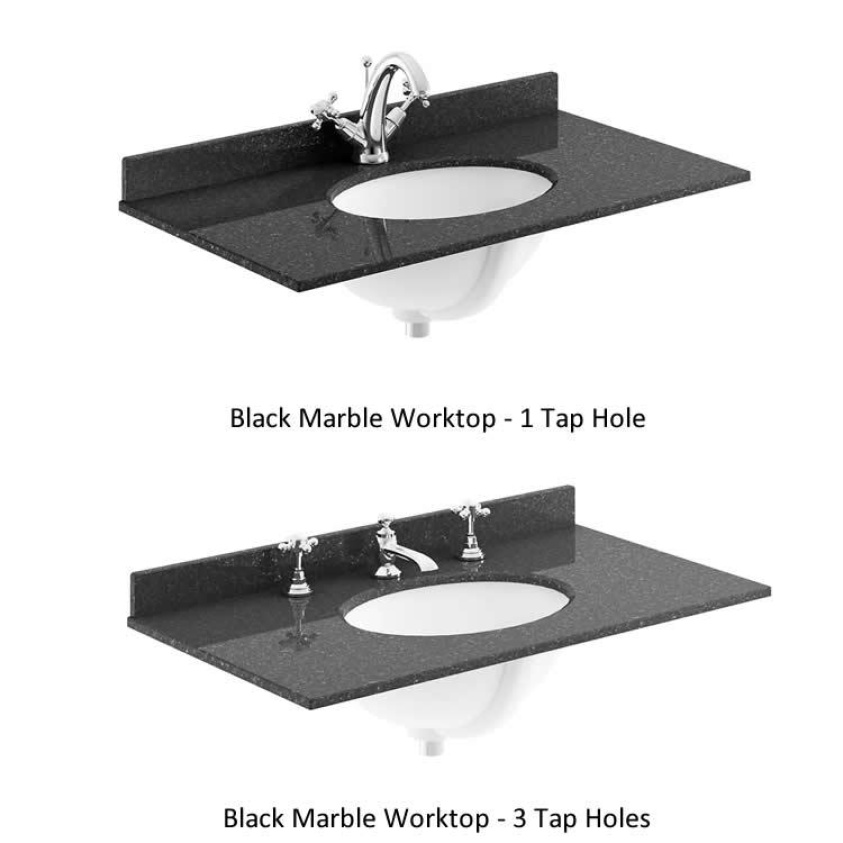 Bayswater 600mm Matt Black Cabinet & Worktop | Sanctuary