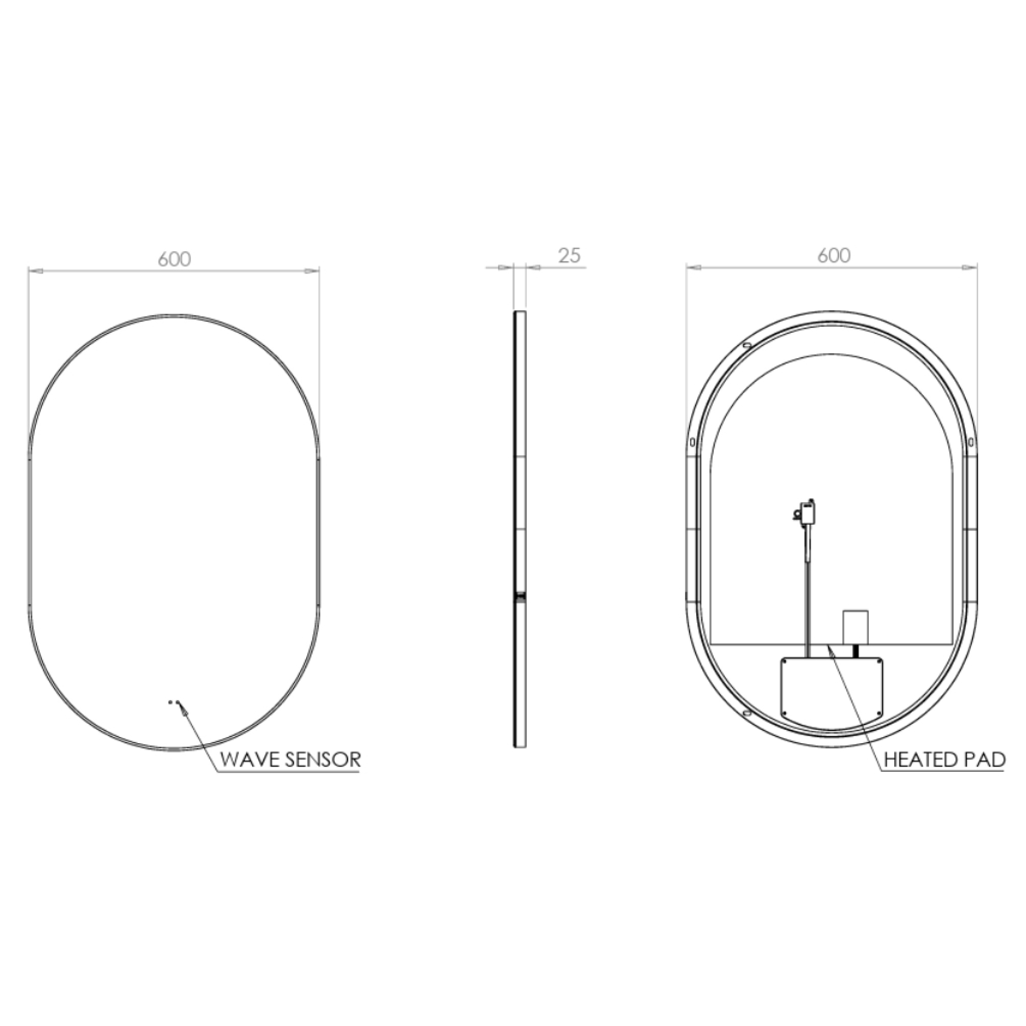 hib. Air Pill 600mm x 900mm LED Mirror | Sanctuary Bathrooms