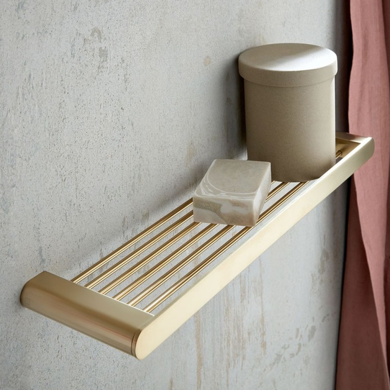 Vado Individual Brushed Gold 380mm Shelf | Sanctuary Bathrooms