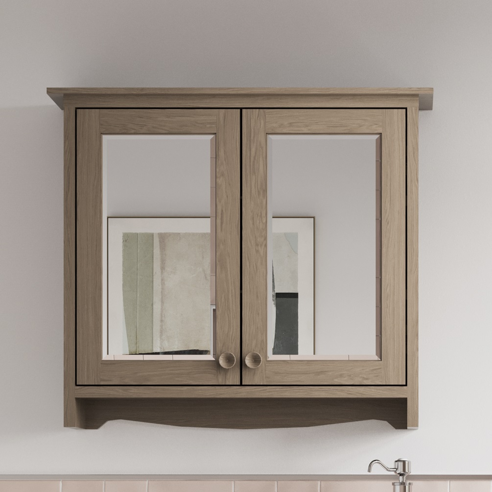 Burlington Guild Dark Oak Wall Mirrored Cabinet | Sanctuary