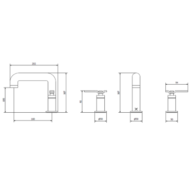 Crosswater Union Nickel 3TH Lever Basin Mixer | Sanctuary Bathrooms