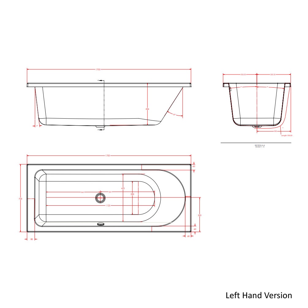 Eastbrook Beaufort Biscay 1700 x 700mm Shower Bath | Sanctuary Bathrooms