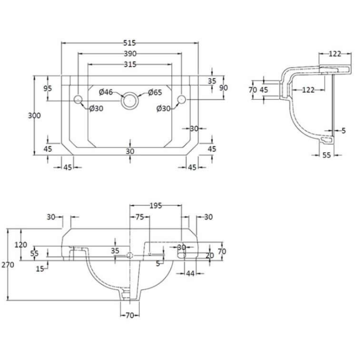 Bayswater Fitzroy 515mm Cloakroom Basin | Sanctuary